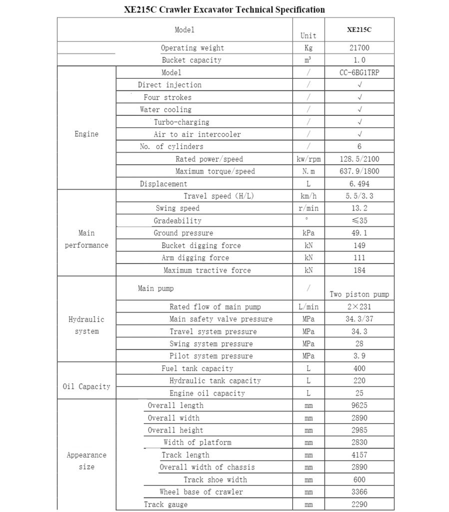 XCMG Excavator-XE215C Crawler
